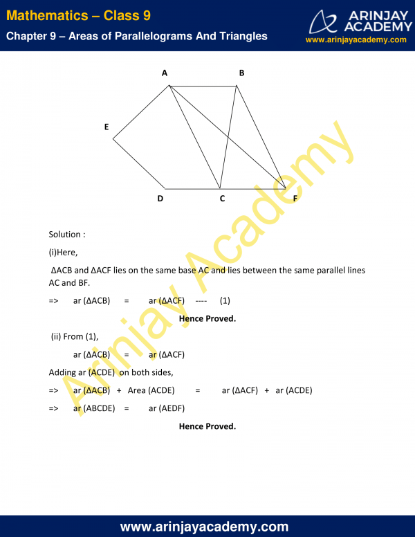 NCERT Solutions for Class 9 Maths Chapter 9 Exercise 9.3