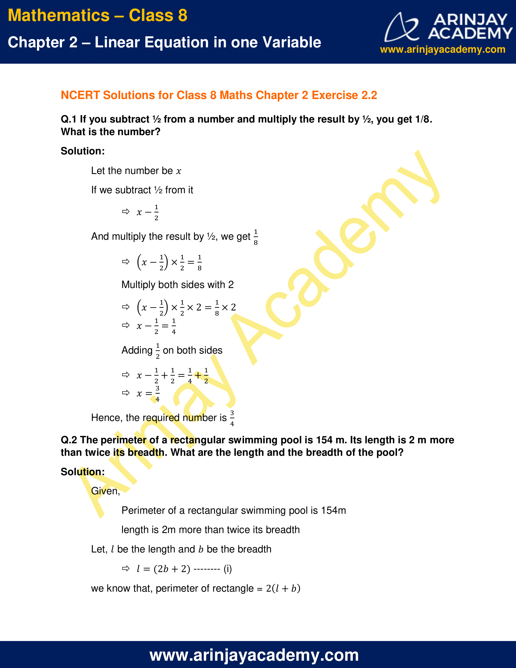 NCERT Solutions For Class 8 Maths Chapter 2 Exercise 2 2 Linear NCERT Solutions For Class 8 Maths Chapter 2 Exercise 2 2 Linear