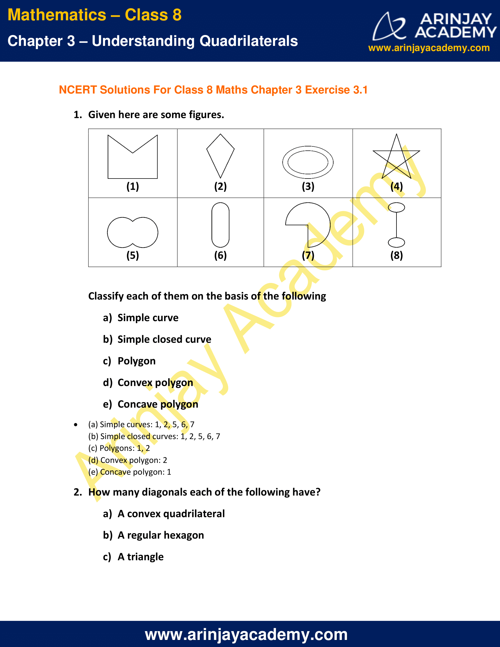 NCERT Solutions For Class 8 Maths Chapter 3 Exercise 3 1