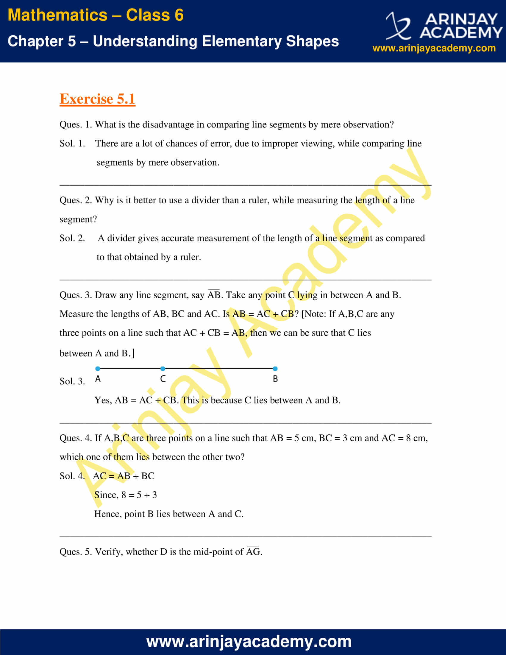 NCERT Solutions For Class 6 Maths Chapter 5 Understanding Elementary