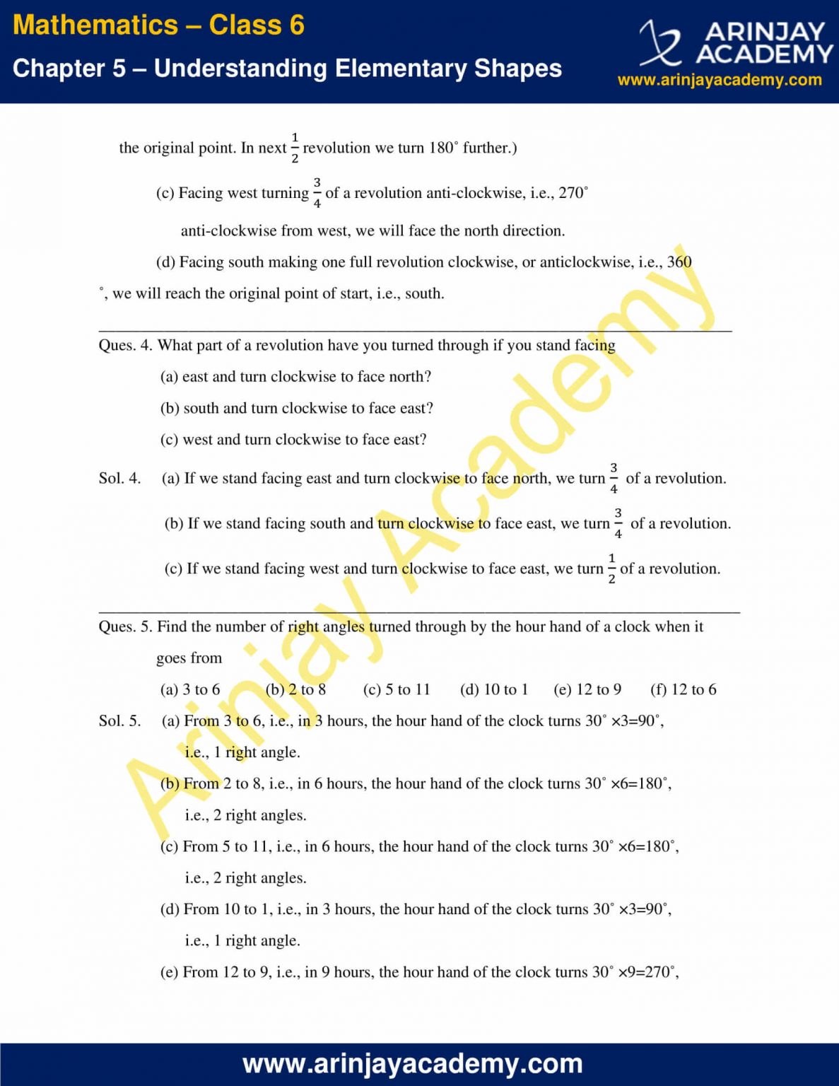 NCERT Solutions for Class 6 Maths Chapter 5 - Download PDF