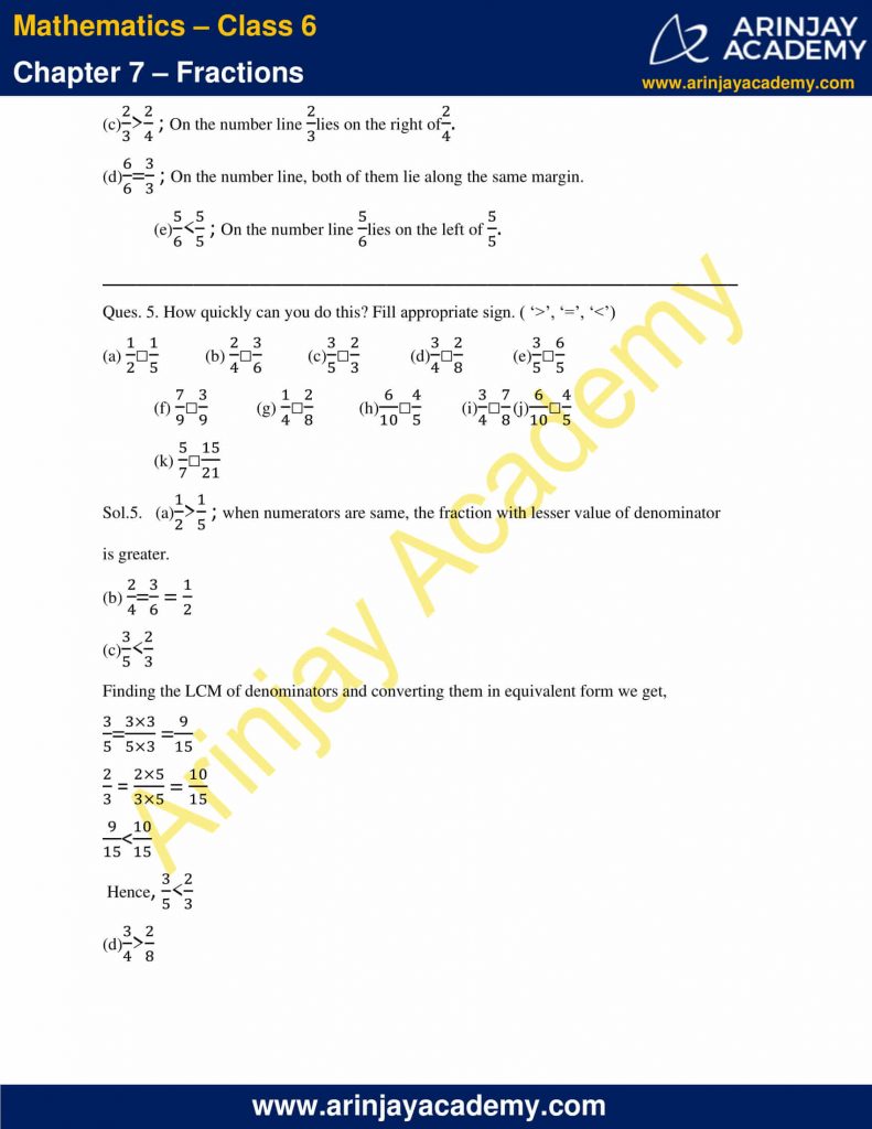 NCERT Solutions for Class 6 Maths Chapter 7 - Fractions