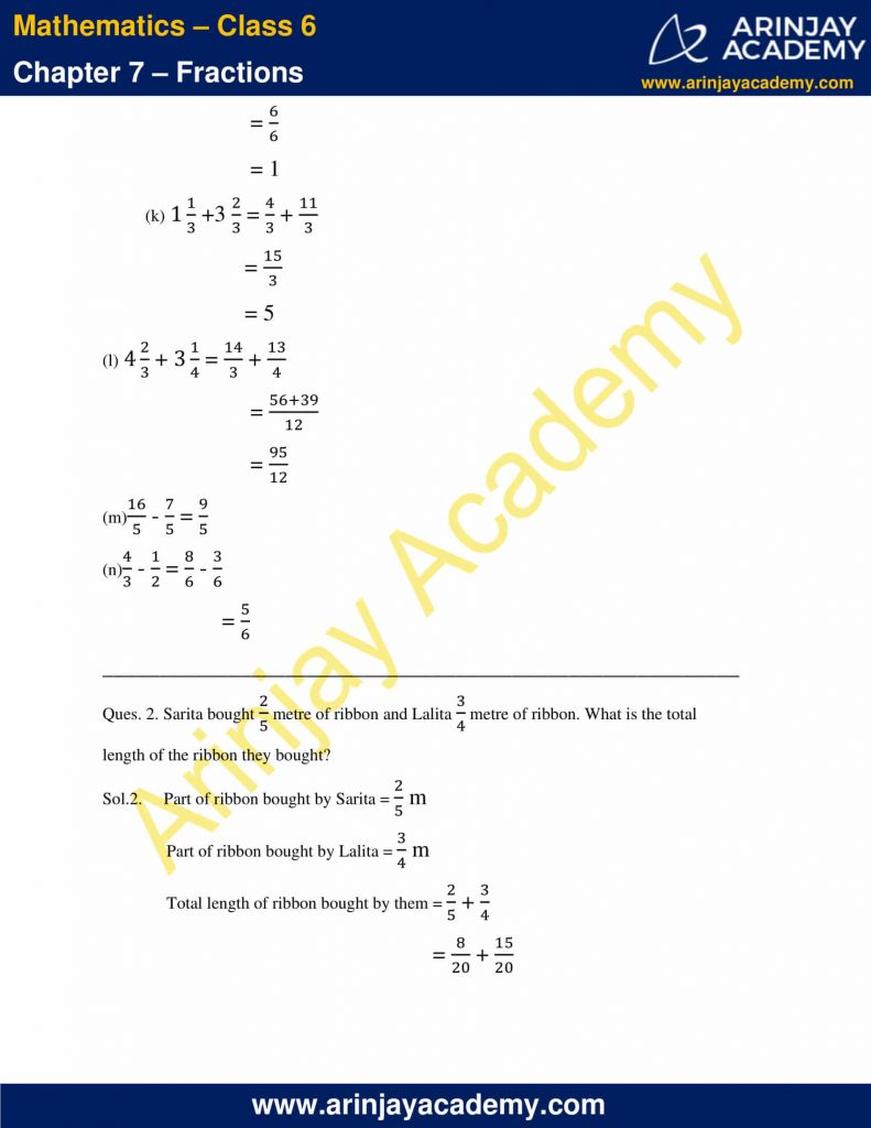 NCERT Solutions for Class 6 Maths Chapter 7 - Download PDF