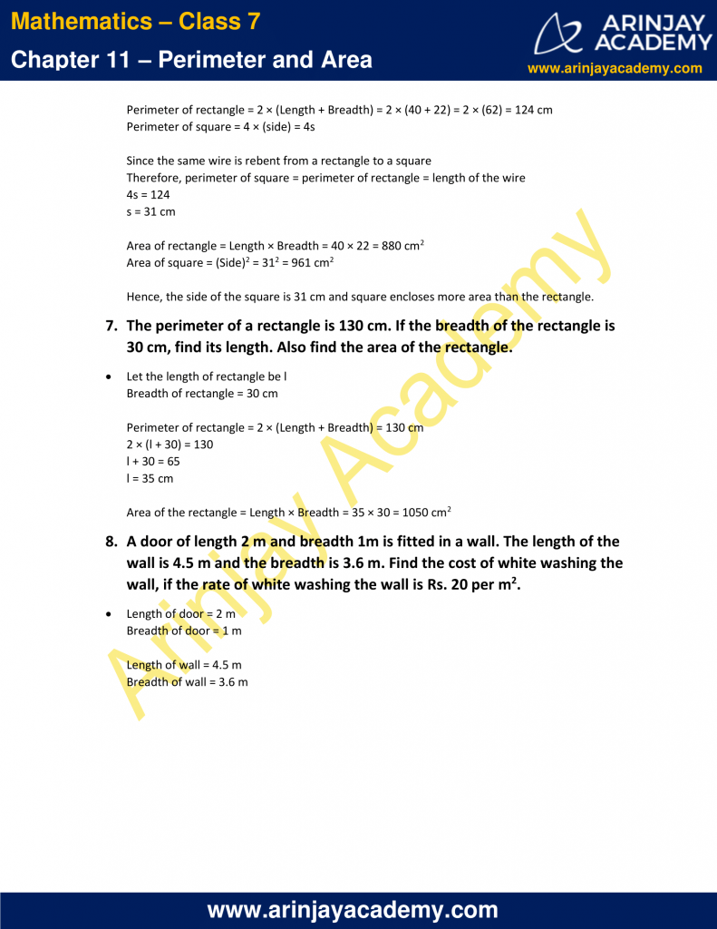 NCERT Solutions for Class 7 Maths Chapter 11 - Perimeter and Area