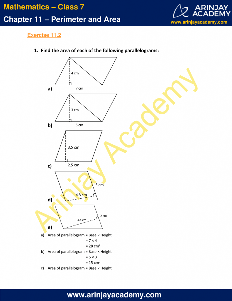 NCERT Solutions for Class 7 Maths Chapter 11 - Perimeter and Area