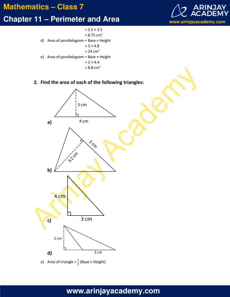 NCERT Solutions for Class 7 Maths Chapter 11 - Perimeter and Area
