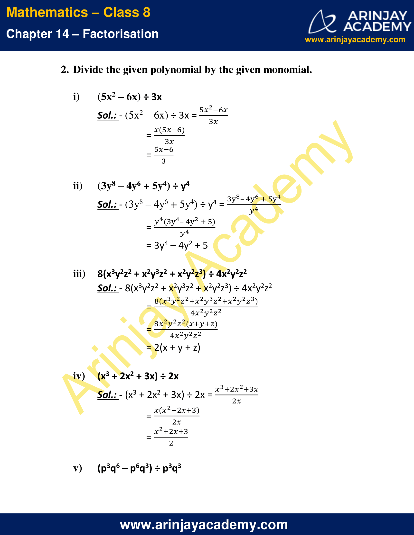 NCERT Solutions For Class 8 Maths Chapter 14 Exercise 14 3 Factorisation NCERT Solutions For Class 8 Maths Chapter 14 Exercise 14 3 Factorisation