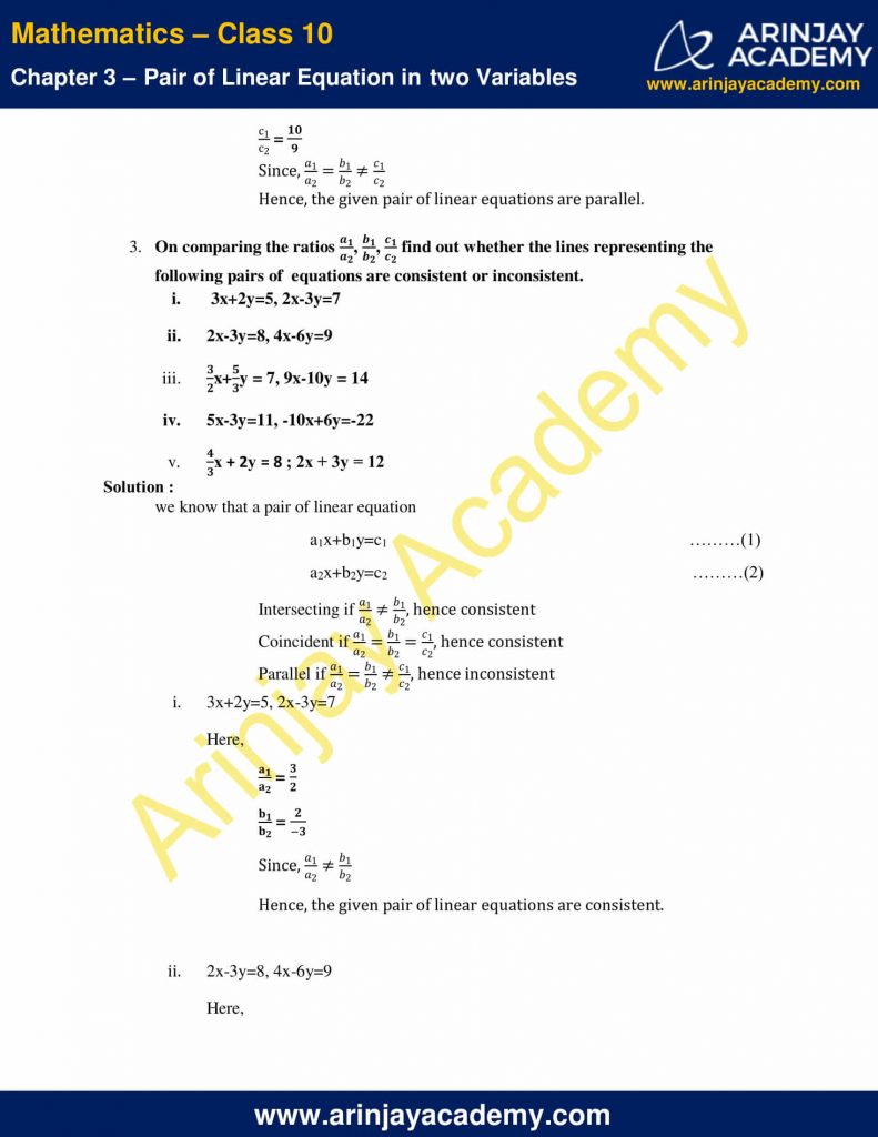 NCERT Solutions For Class 10 Maths Chapter 3 Exercise 3.2 - Pair of ...