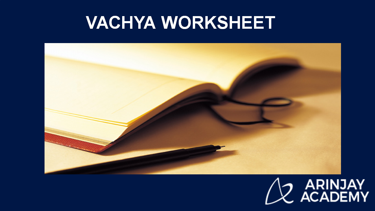 Vachya Worksheet for Class 8 - Hindi Vyakaran - Arinjay Academy