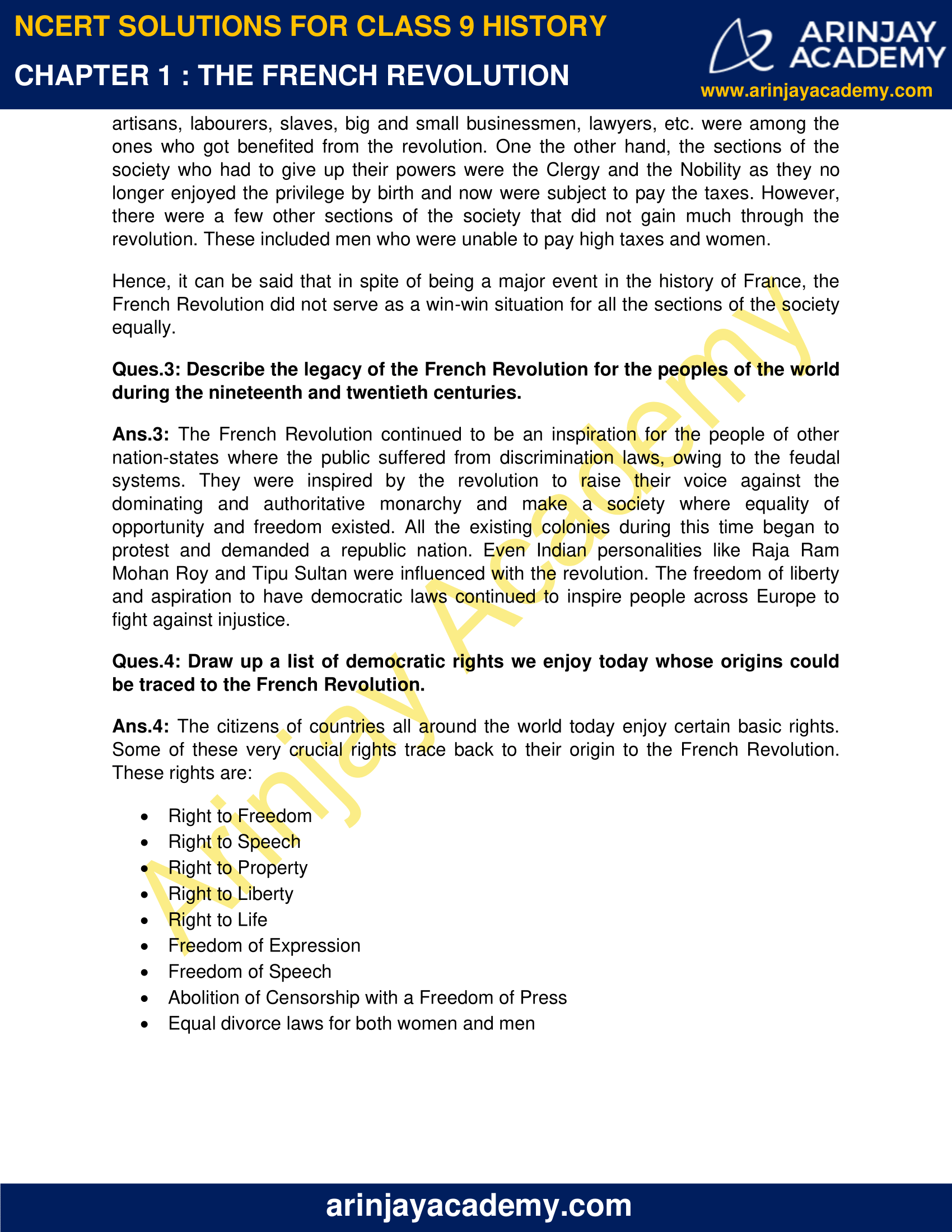 NCERT Solutions For Class 9 History Chapter 1 The French Revolution NCERT Solutions For Class 9 History Chapter 1 The French Revolution