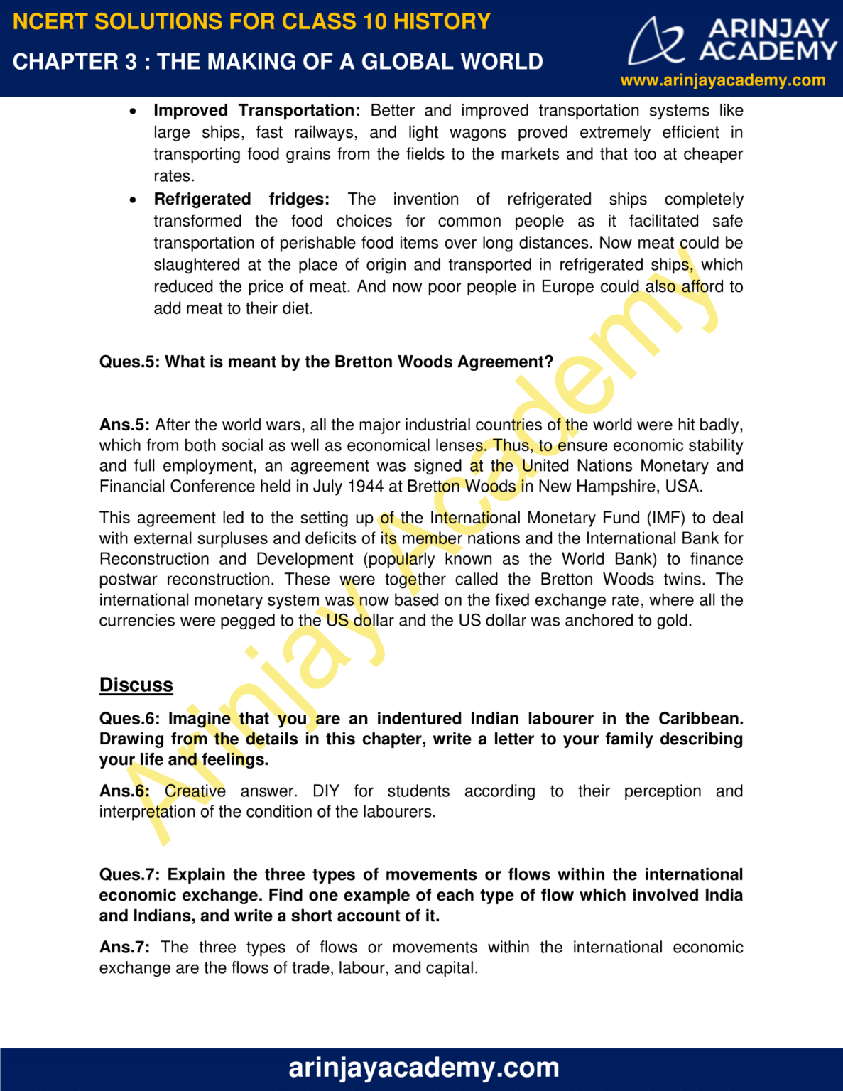 NCERT Solutions For Class 10 History Chapter 3 Arinjay Academy NCERT Solutions For Class 10 History Chapter 3 Arinjay Academy