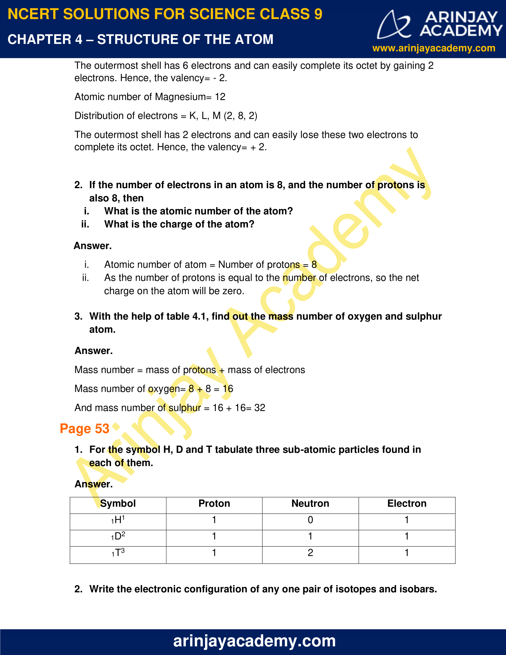 Ncert Solutions For Class 9 Science Chapter 4 Structure Of The Atom